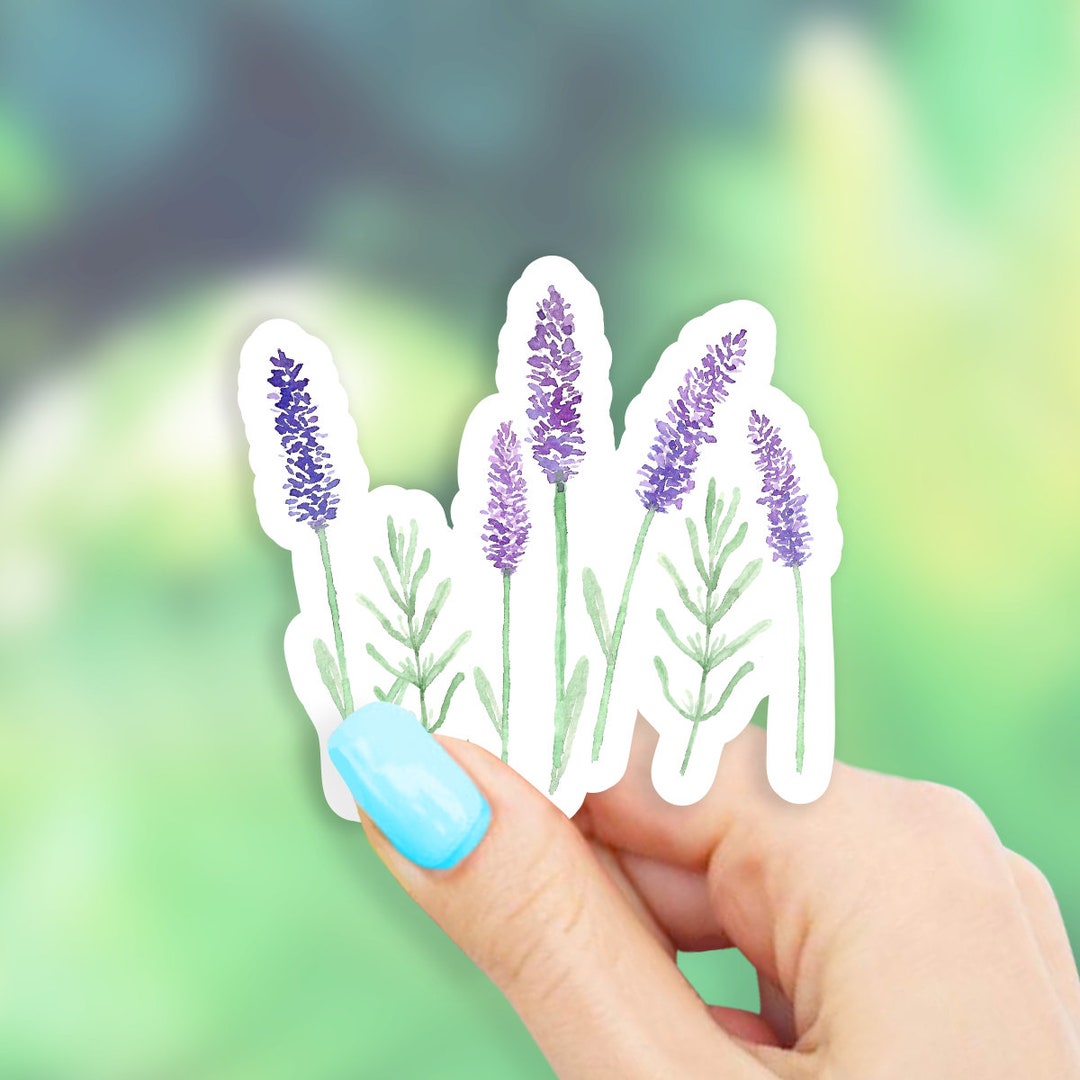 Purple Lavender Flowers Sticker - Flower Stickers | Nature Sticker ...