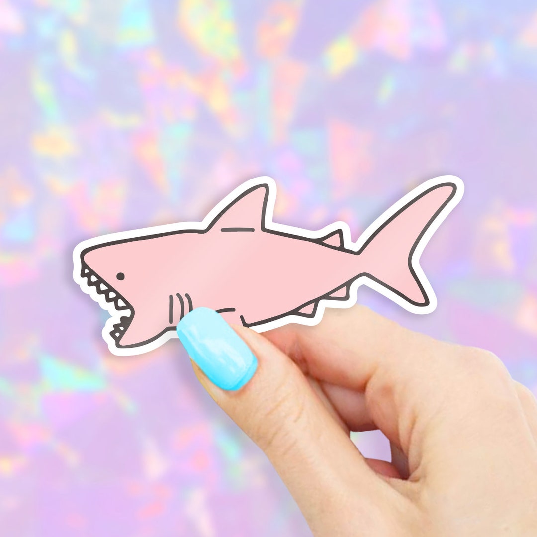 Pink Shark Sticker - Shark Stickers | Ocean Sticker | MacBook Stickers ...