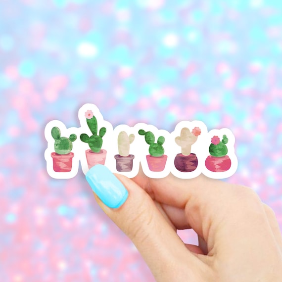 Watercolor Cactus Sticker Cactus Stickers Macbook Stickers - Etsy