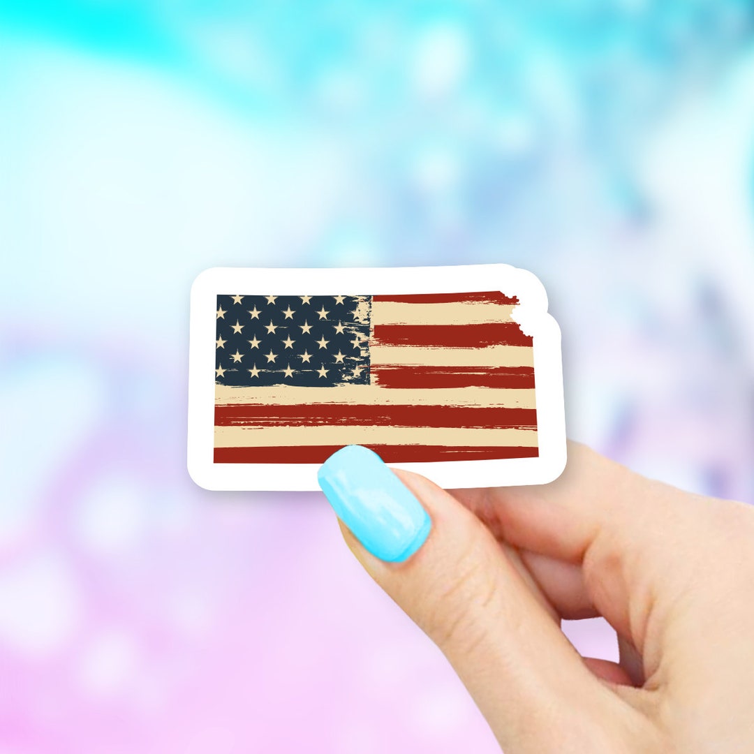 Kansas Old USA Flag State Art Sticker - State Stickers | Kansas ...