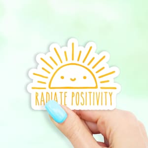 Radiate Positivity Smiling Sun Sticker - MacBook Stickers | Laptop ...