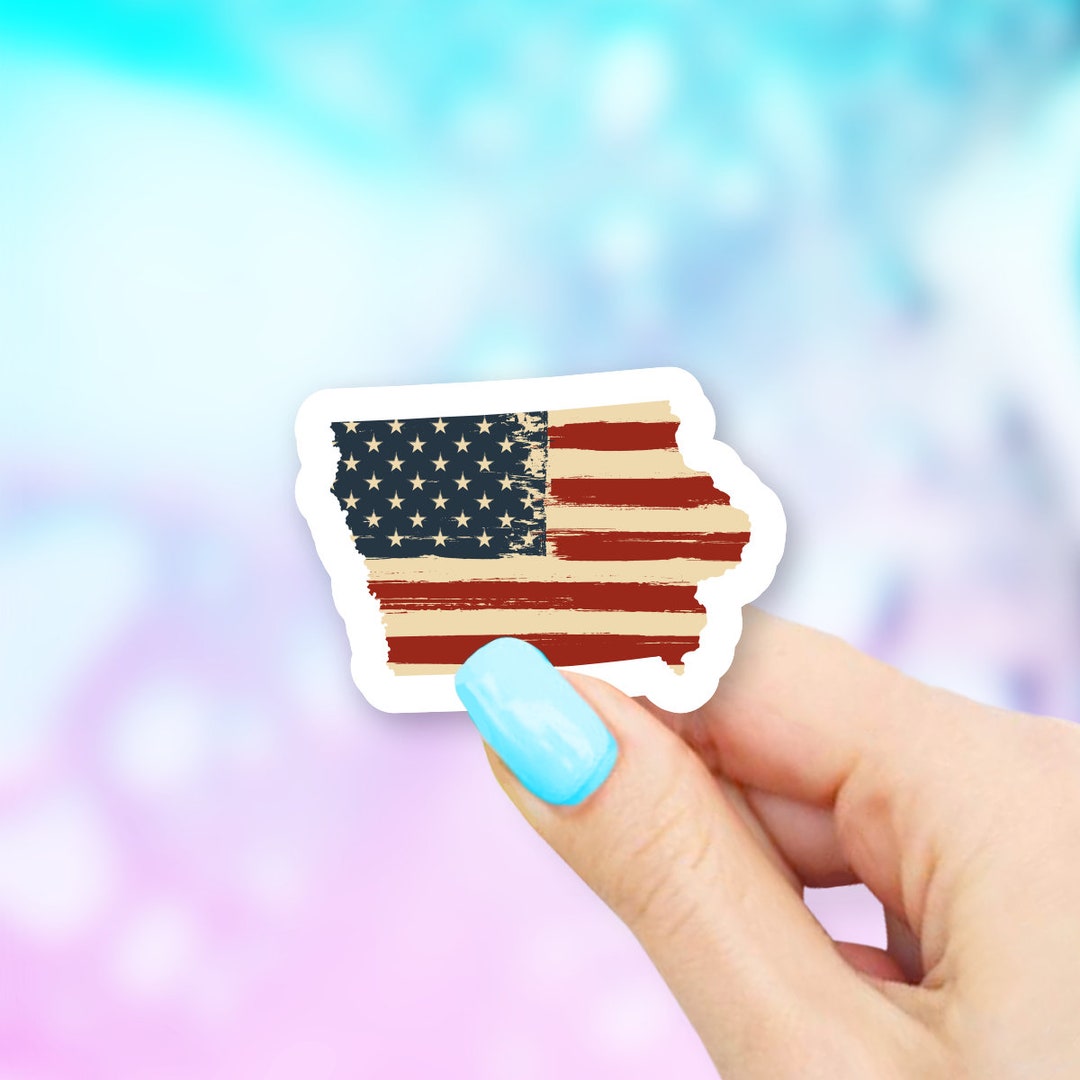 Iowa Old USA Flag State Art Sticker - State Stickers | Iowa Stickers ...