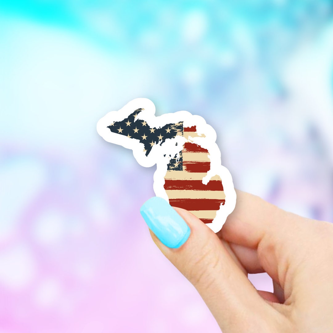 Michigan Old USA Flag State Art Sticker - State Stickers | Michigan ...