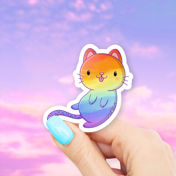 Rainbow Cat Sticker Cat Stickers Pet Stickers Macbook | Etsy