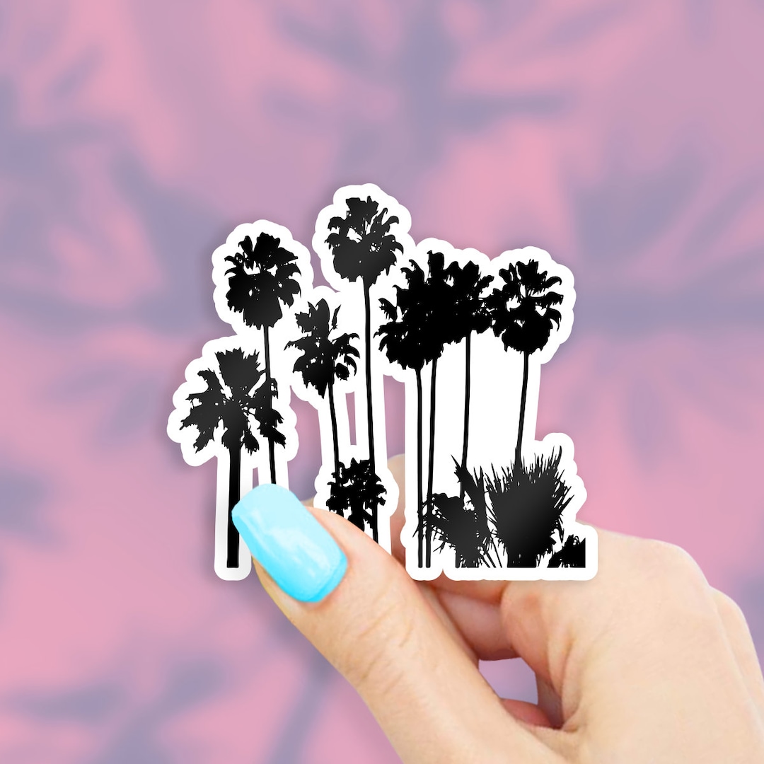 Black & White Palm Trees Sticker - Nature Stickers | Travel Sticker ...