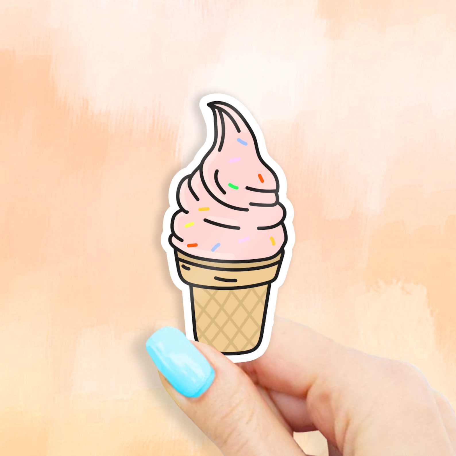 Ice Cream Cone Sticker – Swirl Design, Matte Vinyl Decal - Etsy