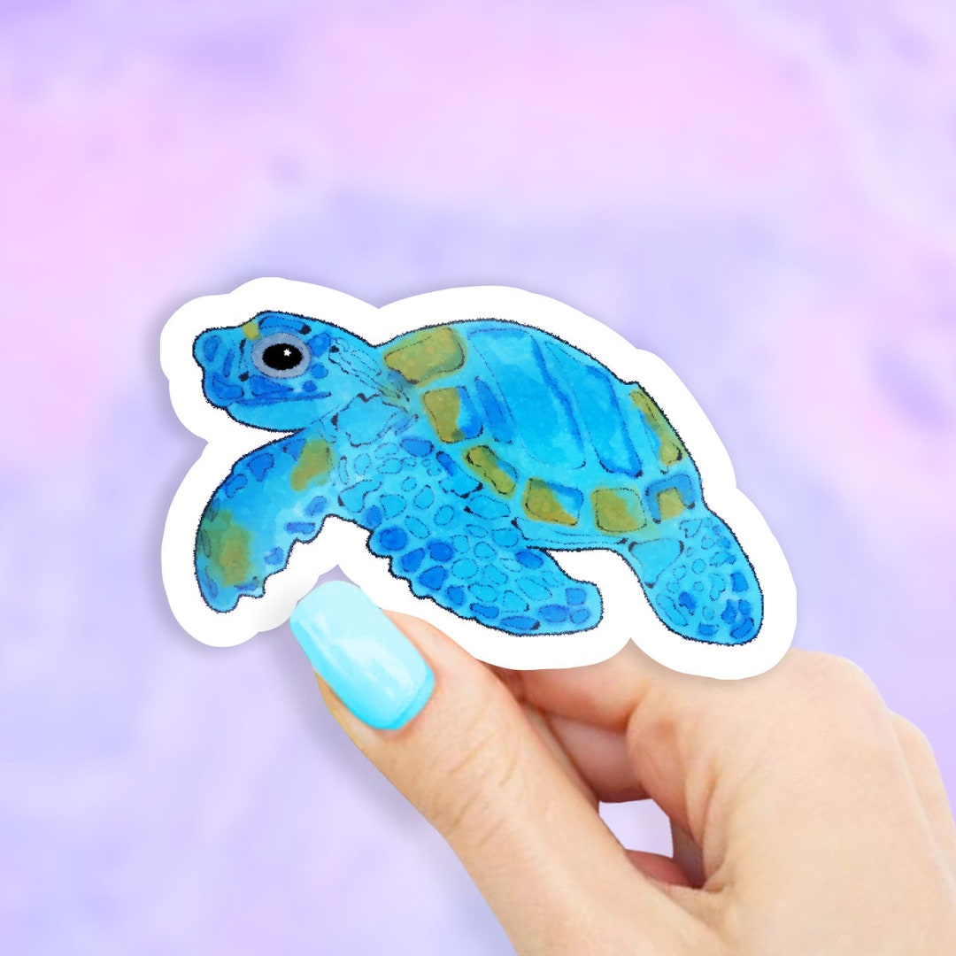 Blue Sea Turtle Sticker - Turtle Stickers | Zoo Stickers | MacBook ...