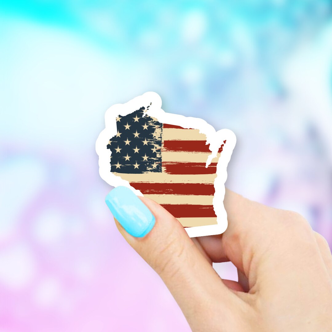 Wisconsin Old USA Flag State Art Sticker - State Stickers | Wisconsin ...
