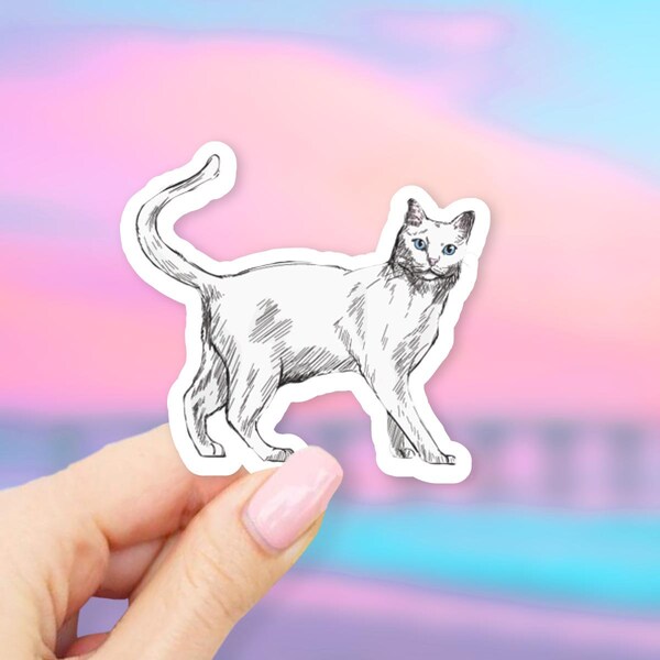 White Cat Stickers - Etsy