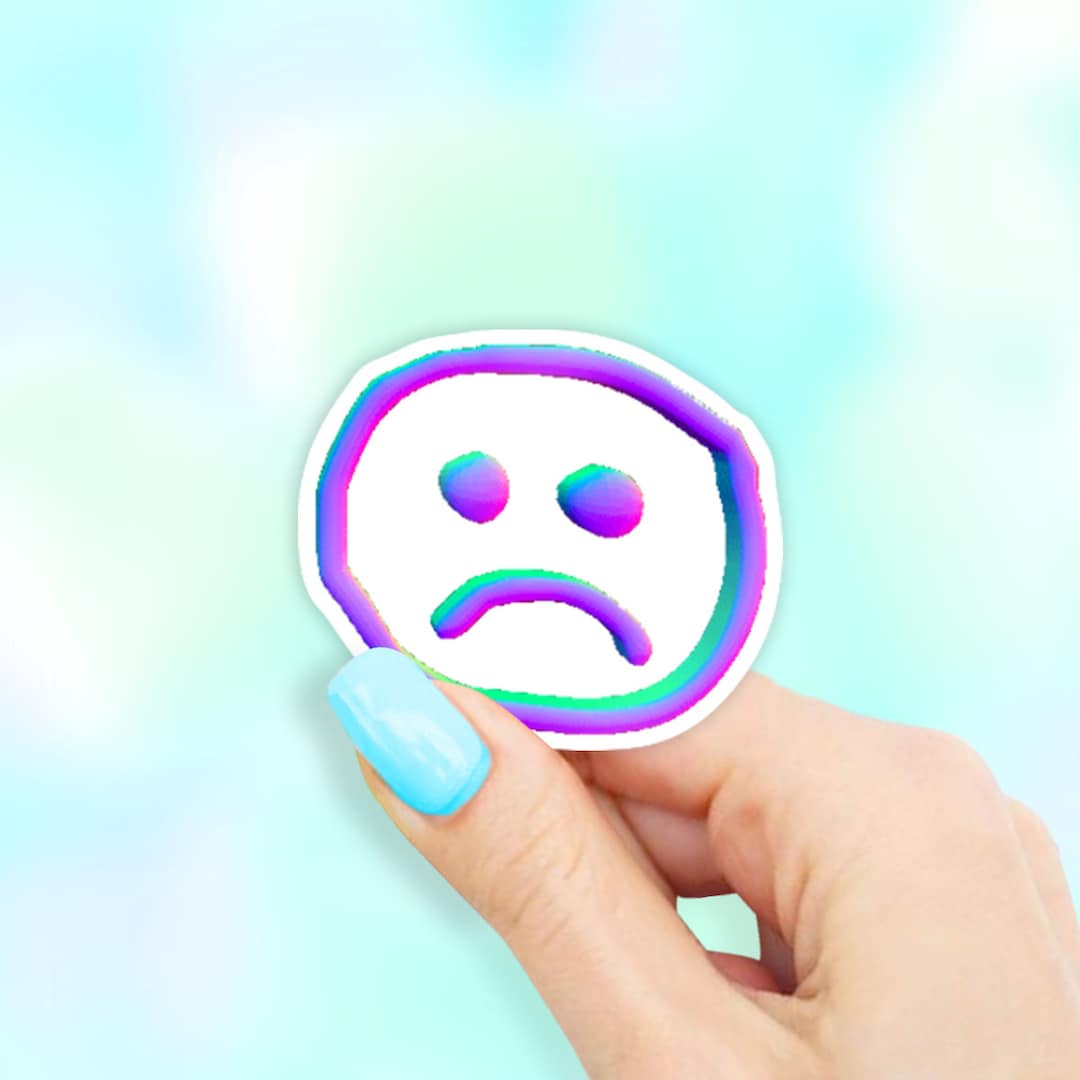 Sad Face Emoji Sticker - Emoji Stickers | MacBook Stickers | Laptop ...