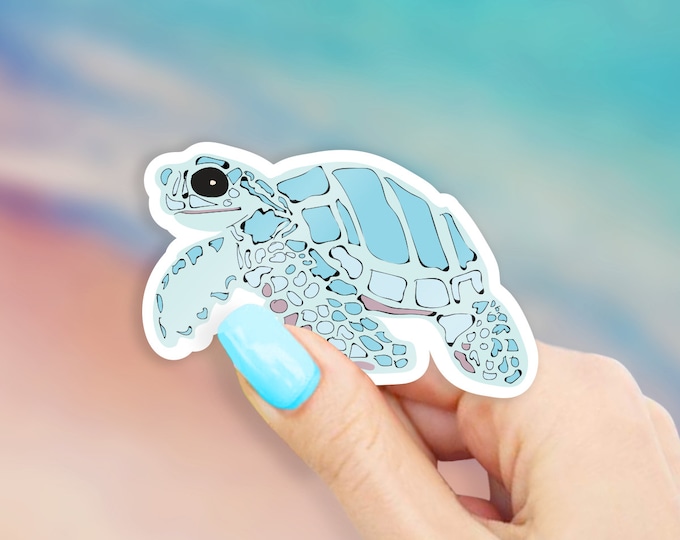 Light Blue Sea Turtle Sticker Animal Stickers Ocean Sticker MacBook ...