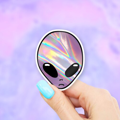 Holographic Alien Sticker printed Holographic Effect - Etsy