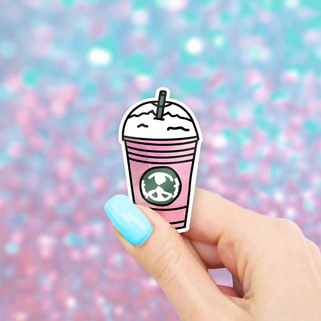 Pink Coffee Cup Sticker - Coffee Stickers | MacBook Stickers | Laptop ...
