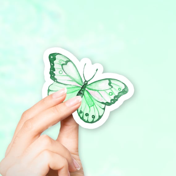 Green Butterfly Sticker Nature Stickers Macbook Stickers - Etsy