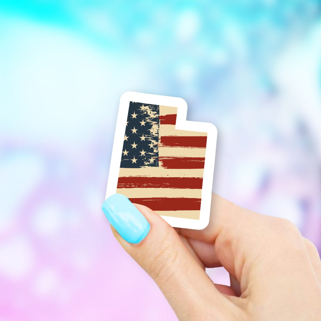 Utah Old USA Flag State Art Sticker - State Stickers | Utah Stickers ...