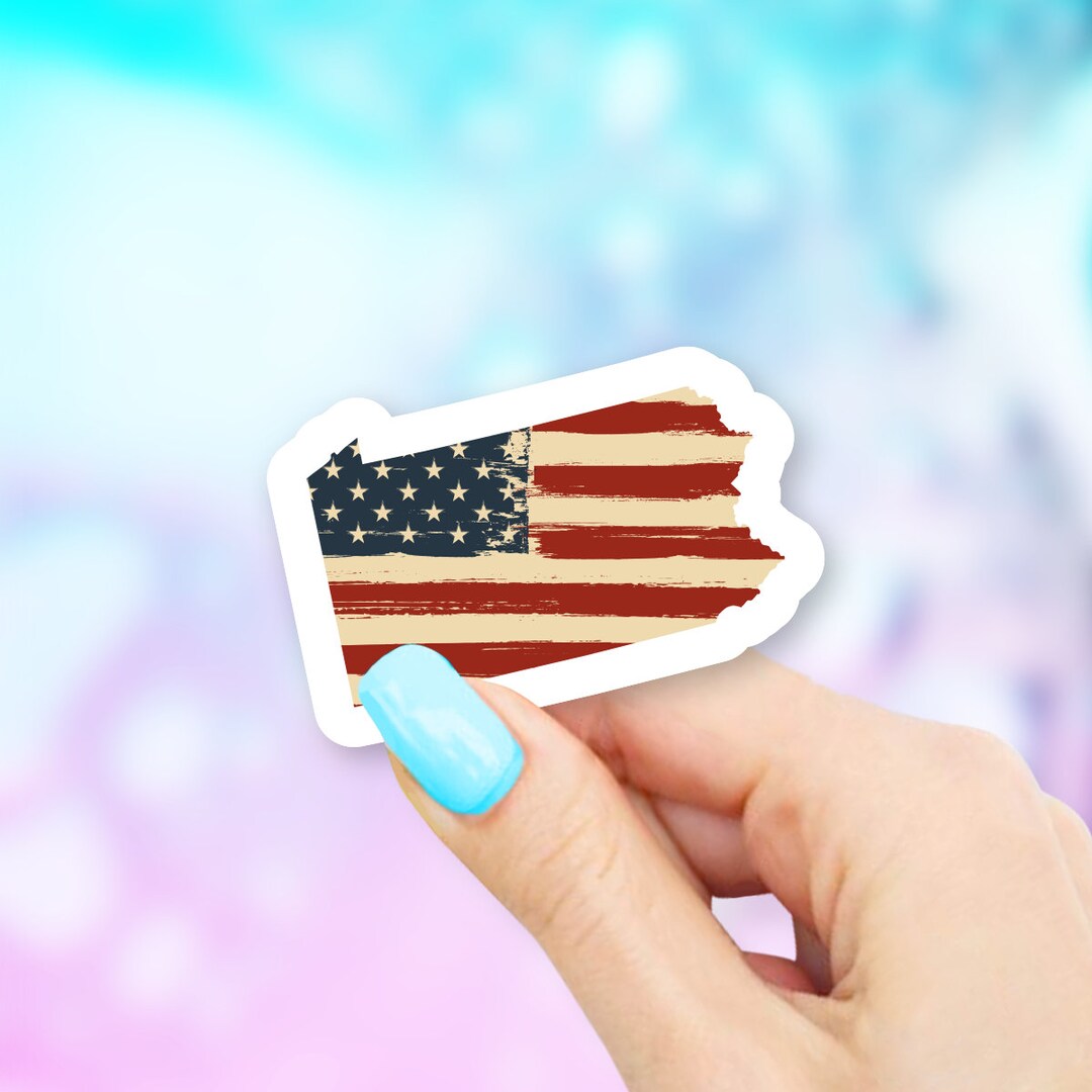 Pennsylvania Old USA Flag State Art Sticker - State Stickers ...