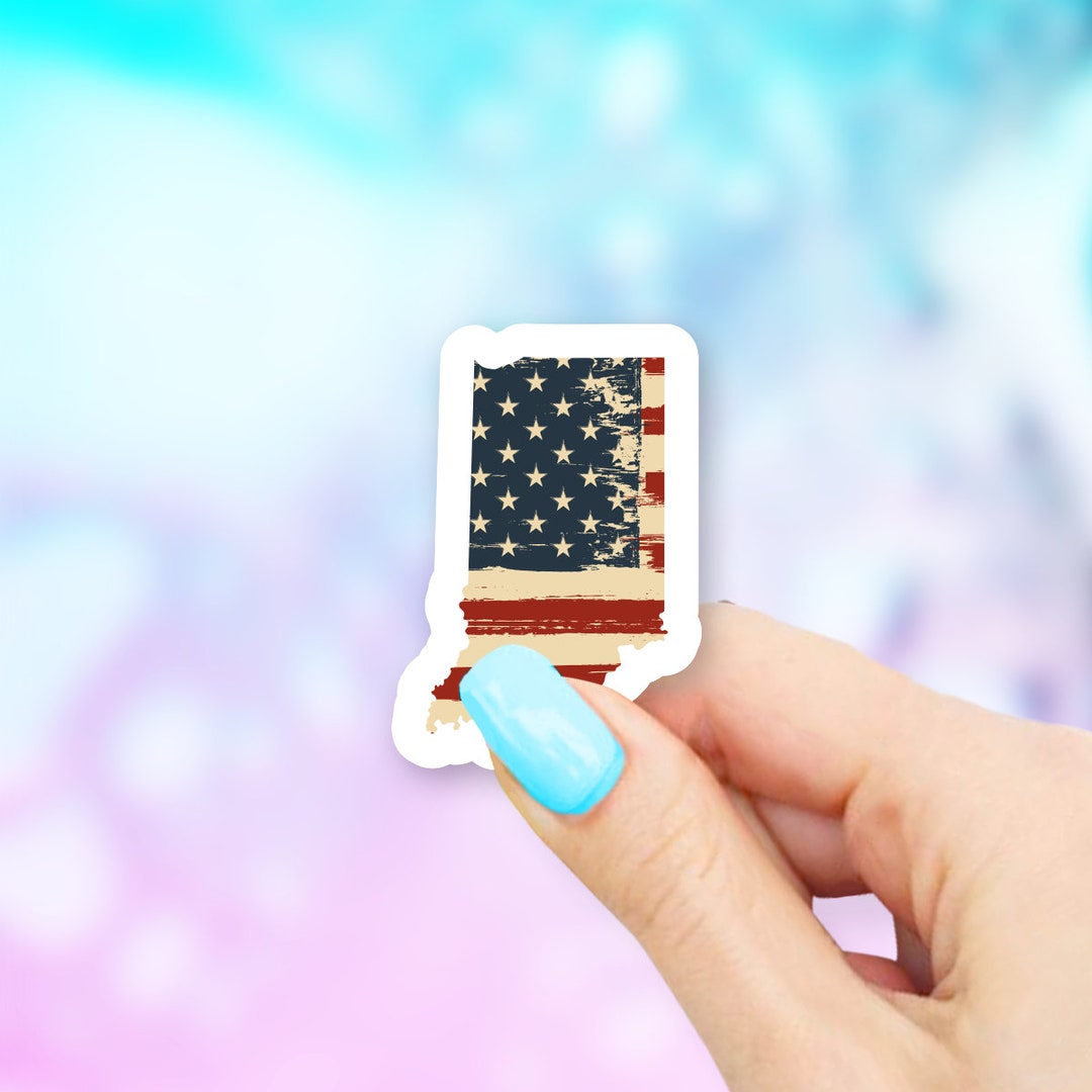 Indiana Old USA Flag State Art Sticker - State Stickers | Indiana ...