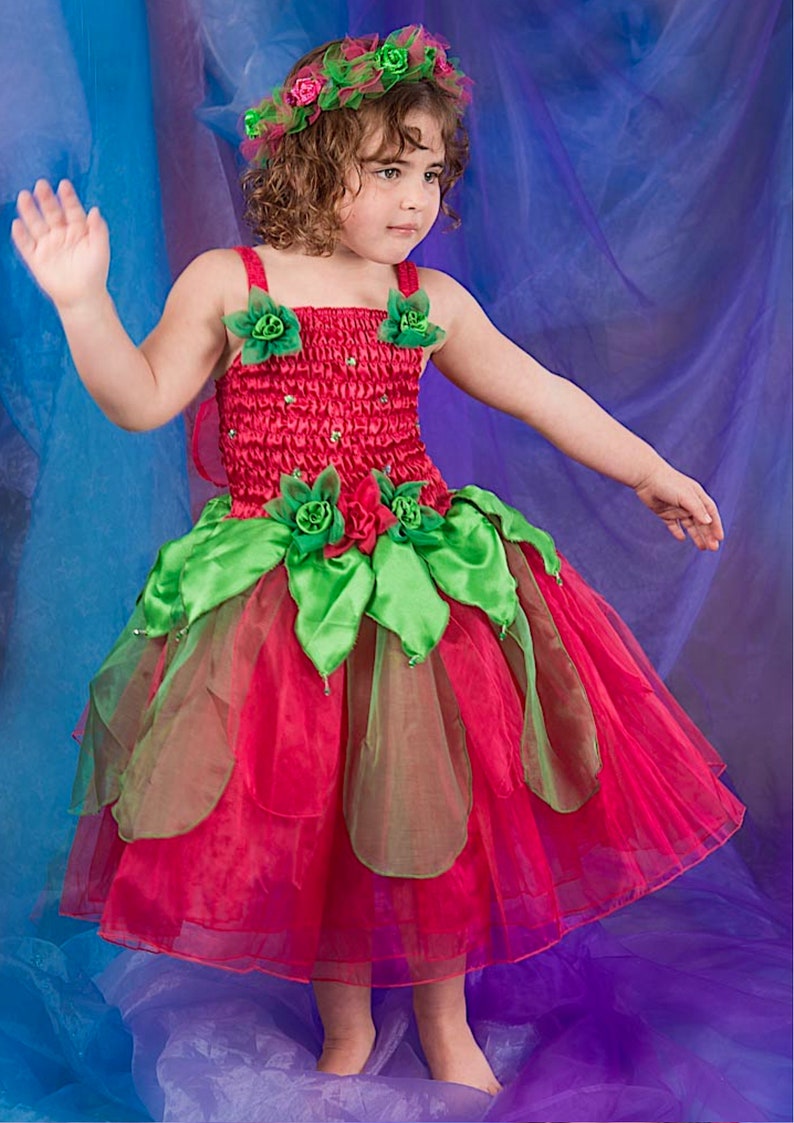 Girls Fairy Dress Costume Kids Fairy Dress Rose Petal & Free - Etsy