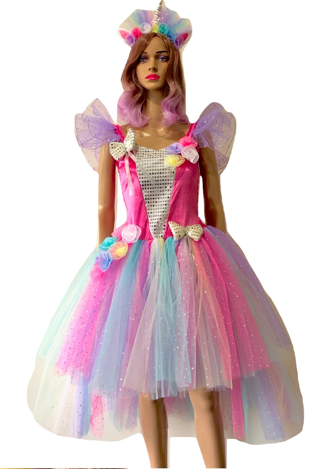 Adult Women's Unicorn Fairy Dress Costume Dress and Headband - Etsy