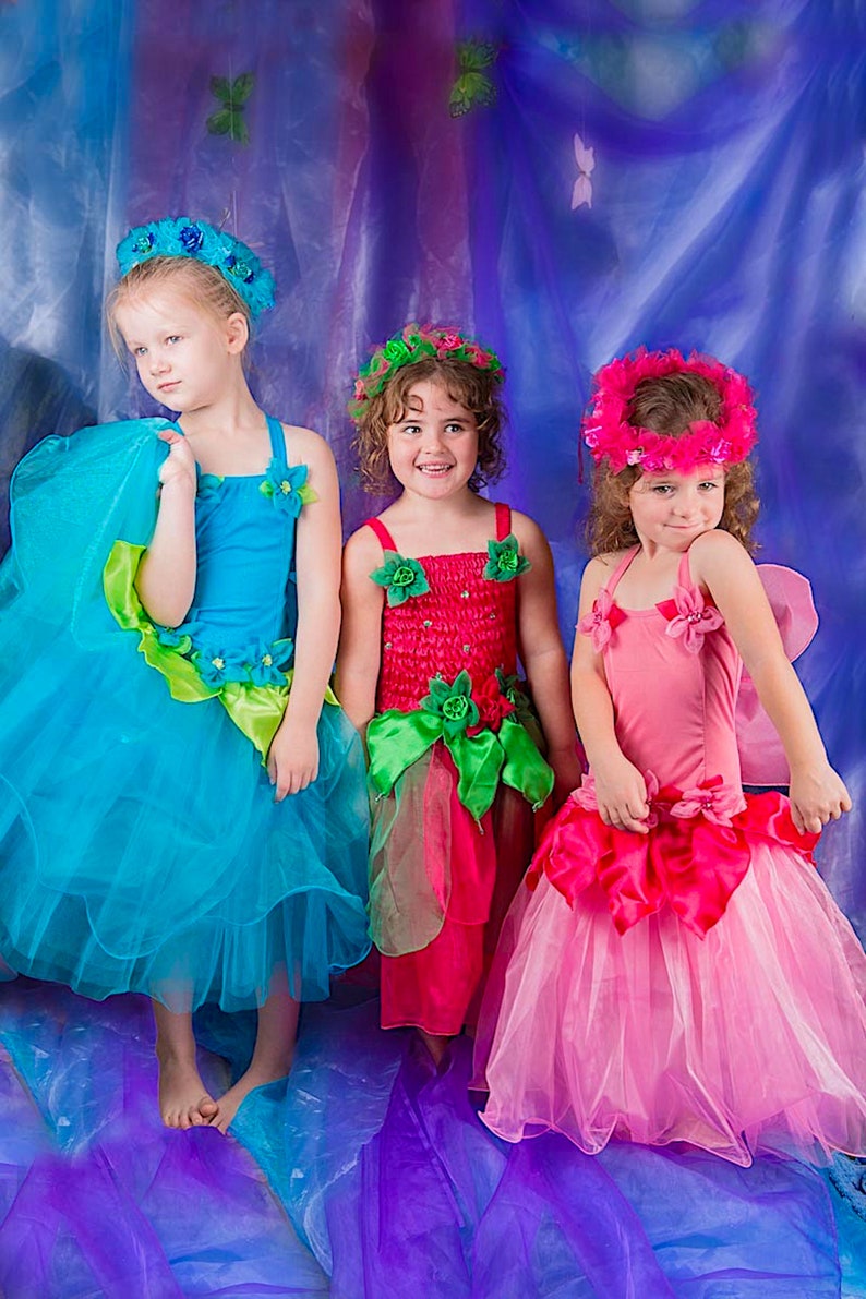 Girls Fairy Dress Costume Kids Fairy Dress Rose Petal & Free | Etsy