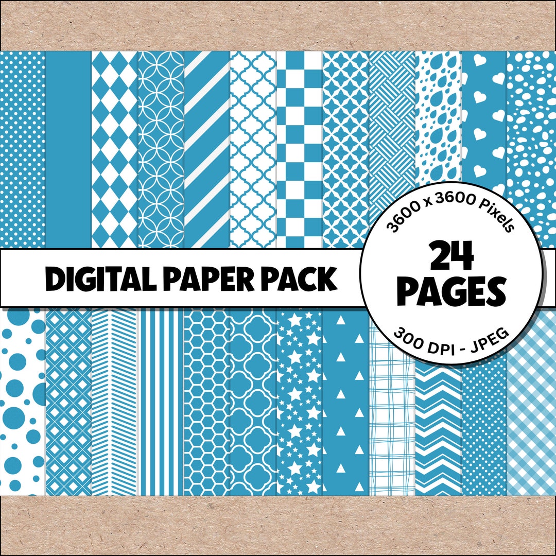Blue Green 12 X 12 Printable Seamless Pattern Digital Scrapbook Craft ...