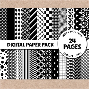 Black 12 X 12 Printable Seamless Pattern Digital Scrapbook Craft Paper ...