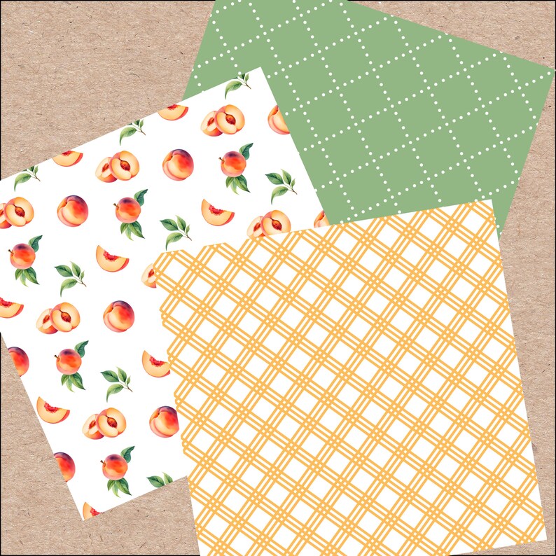 Peaches 12x12 Printable Seamless Pattern Digital Scrapbook Craft Paper ...