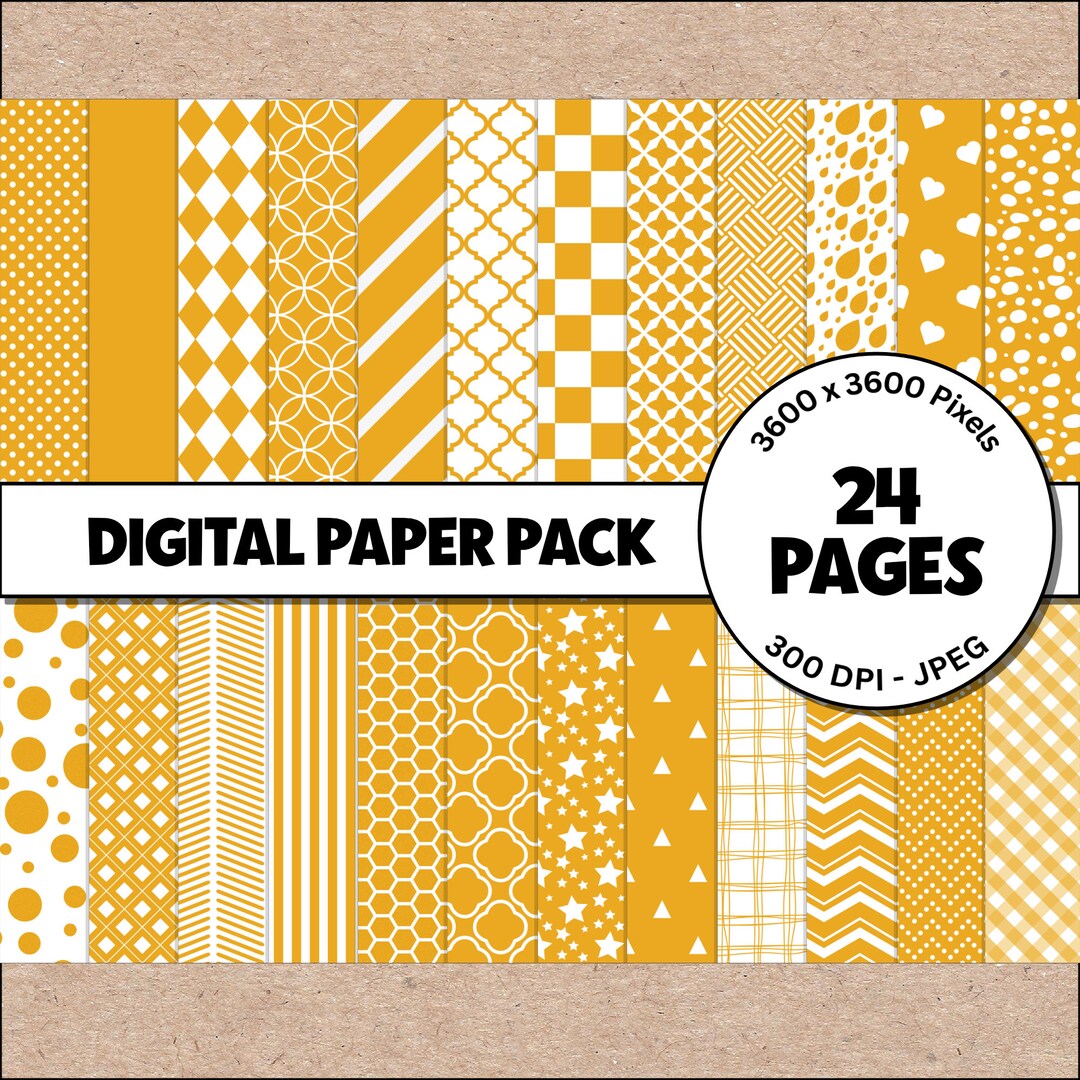 Yellow Orange 12 X 12 Printable Seamless Pattern Digital Scrapbook ...