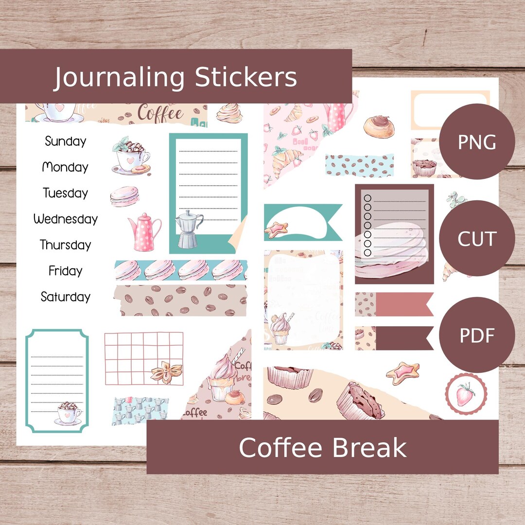 Coffee Break - Journaling Sticker Set, Bullet Journal, Decorative ...