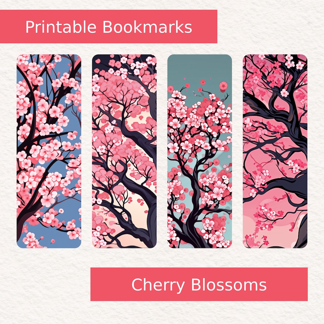 Cherry Blossoms - Printable Bookmarks (2x6) Instant Download (4 ...