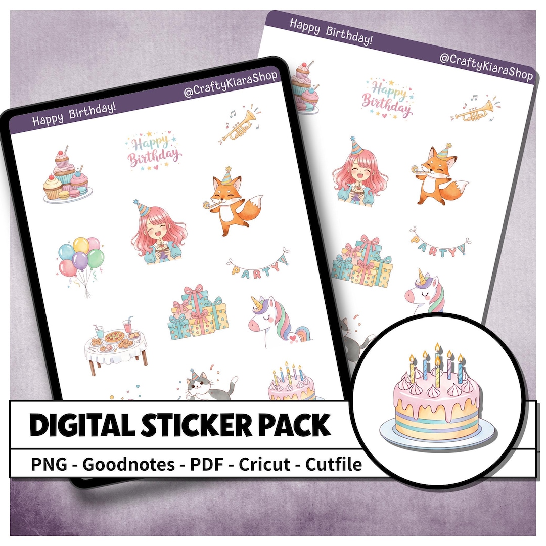 Happy Birthday - Digital / Printable Sticker Pack - Goodnotes ...