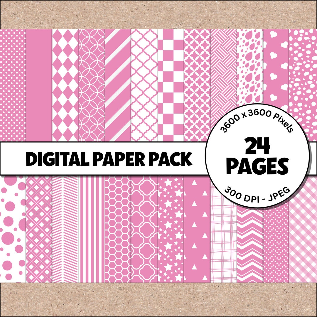 Pink 12 X 12 Printable Seamless Pattern Digital Scrapbook Craft Paper ...