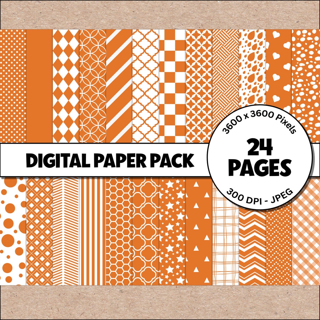 Orange 12 X 12 Printable Seamless Pattern Digital Scrapbook Craft Paper ...
