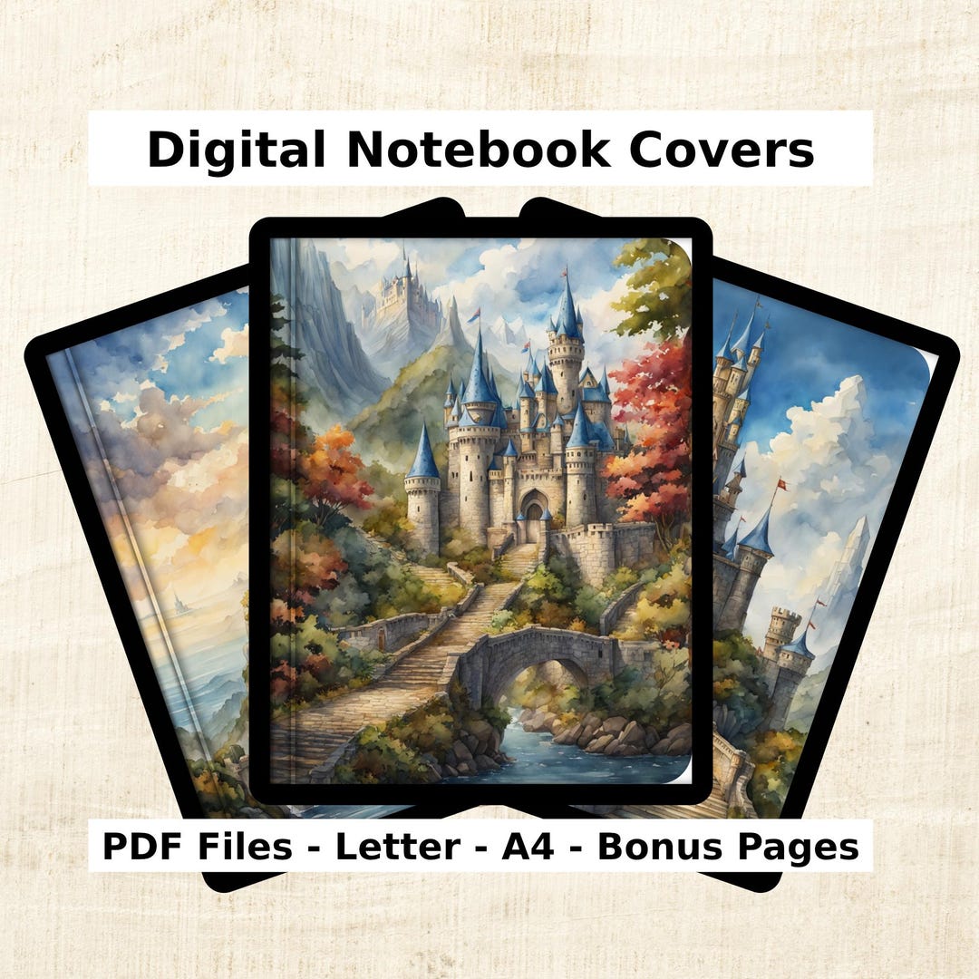 Fantasy Castle - Digital Notebook Covers - Set of 8 - Letter & A4 Size ...
