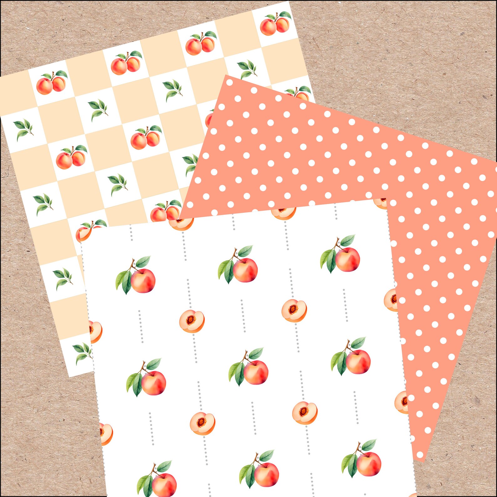 Peaches 12x12 Printable Seamless Pattern Digital Scrapbook Craft Paper ...