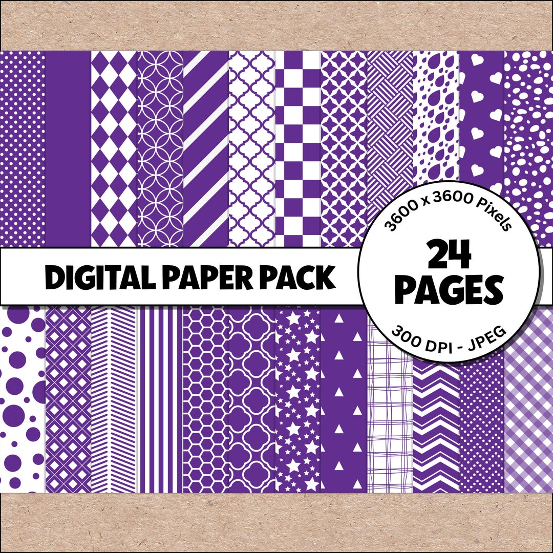 Purple 12 X 12 Printable Seamless Pattern Digital Scrapbook Craft Paper ...