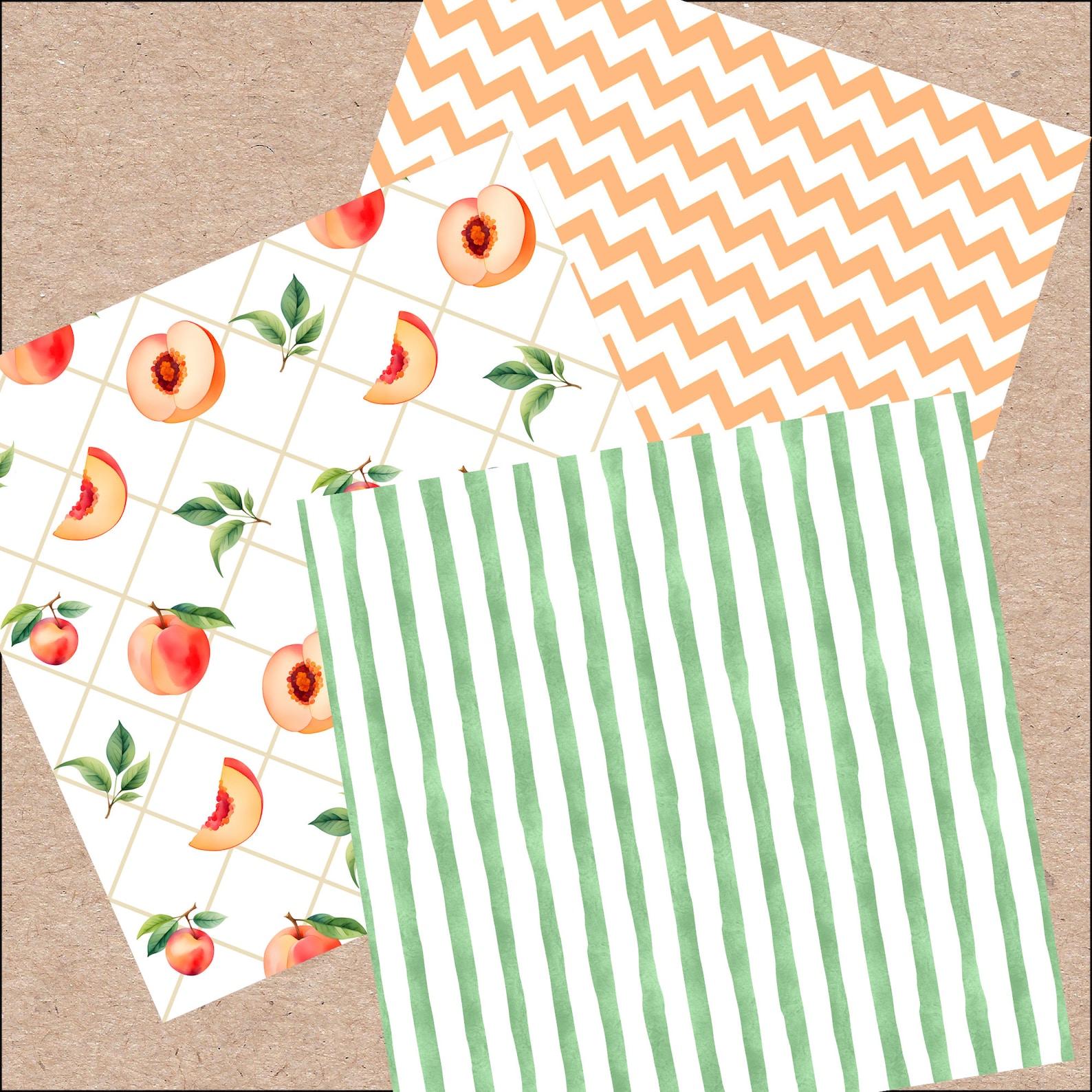 Peaches 12x12 Printable Seamless Pattern Digital Scrapbook Craft Paper ...