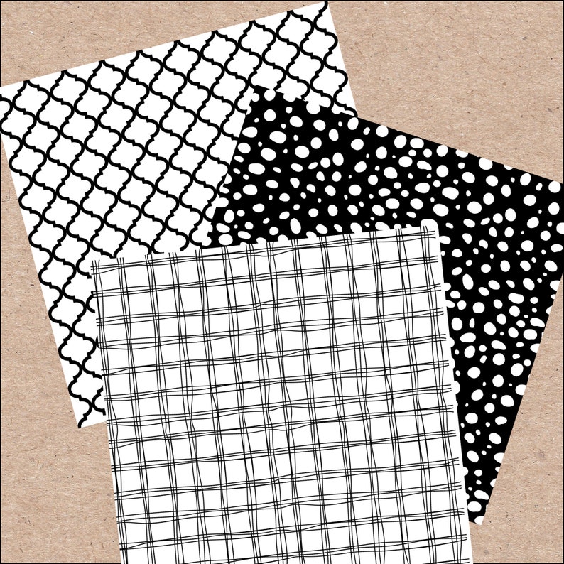 Black 12 X 12 Printable Seamless Pattern Digital Scrapbook Craft Paper ...