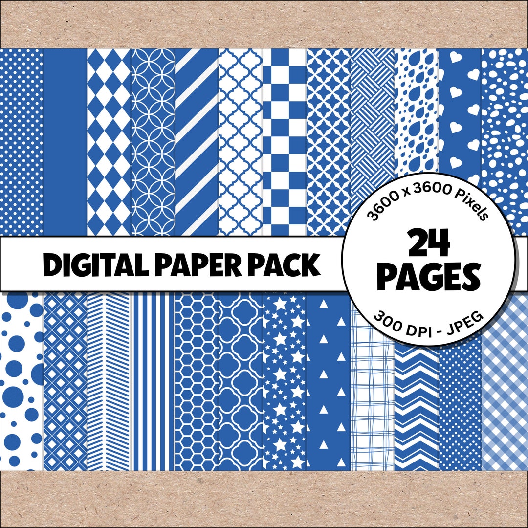 Blue 12 X 12 Printable Seamless Pattern Digital Scrapbook Craft Paper ...
