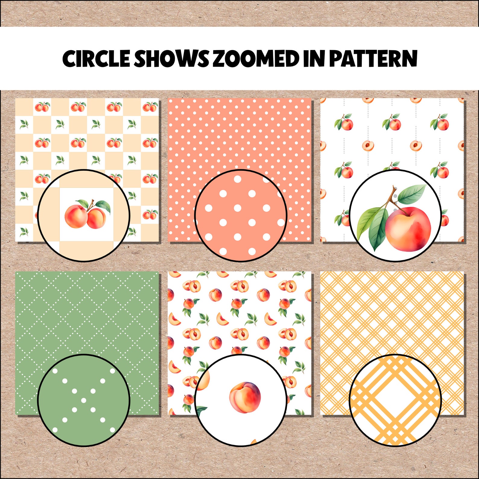 Peaches 12x12 Printable Seamless Pattern Digital Scrapbook Craft Paper ...