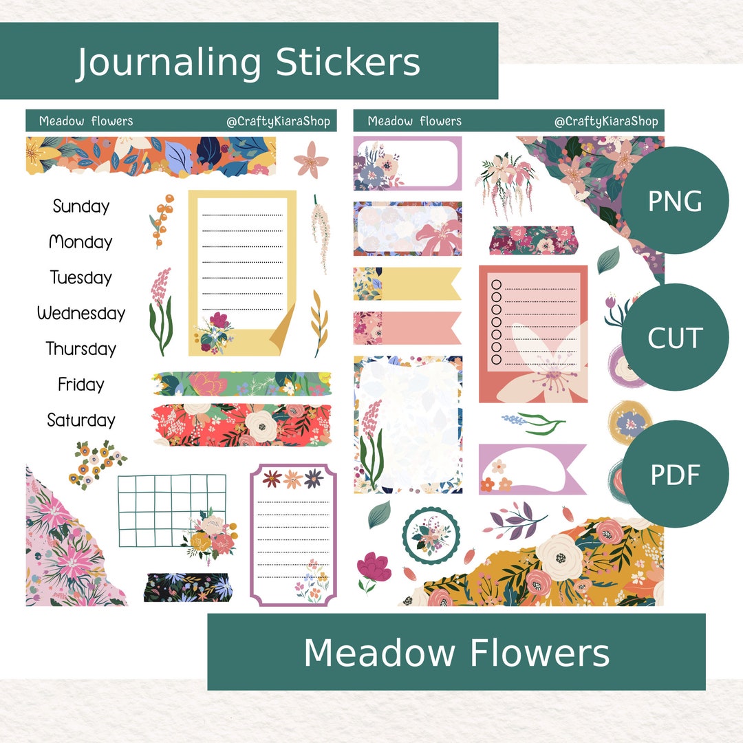 Meadow Flowers Journaling Sticker Set, Bullet Journal, Decorative ...