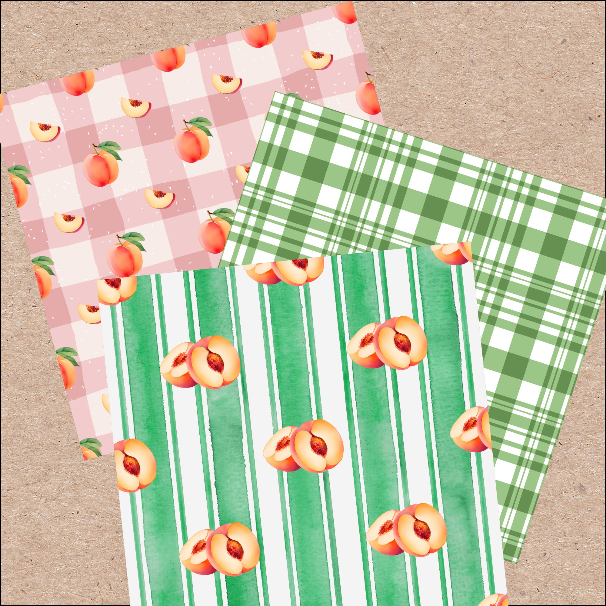 Peaches 12x12 Printable Seamless Pattern Digital Scrapbook Craft Paper ...