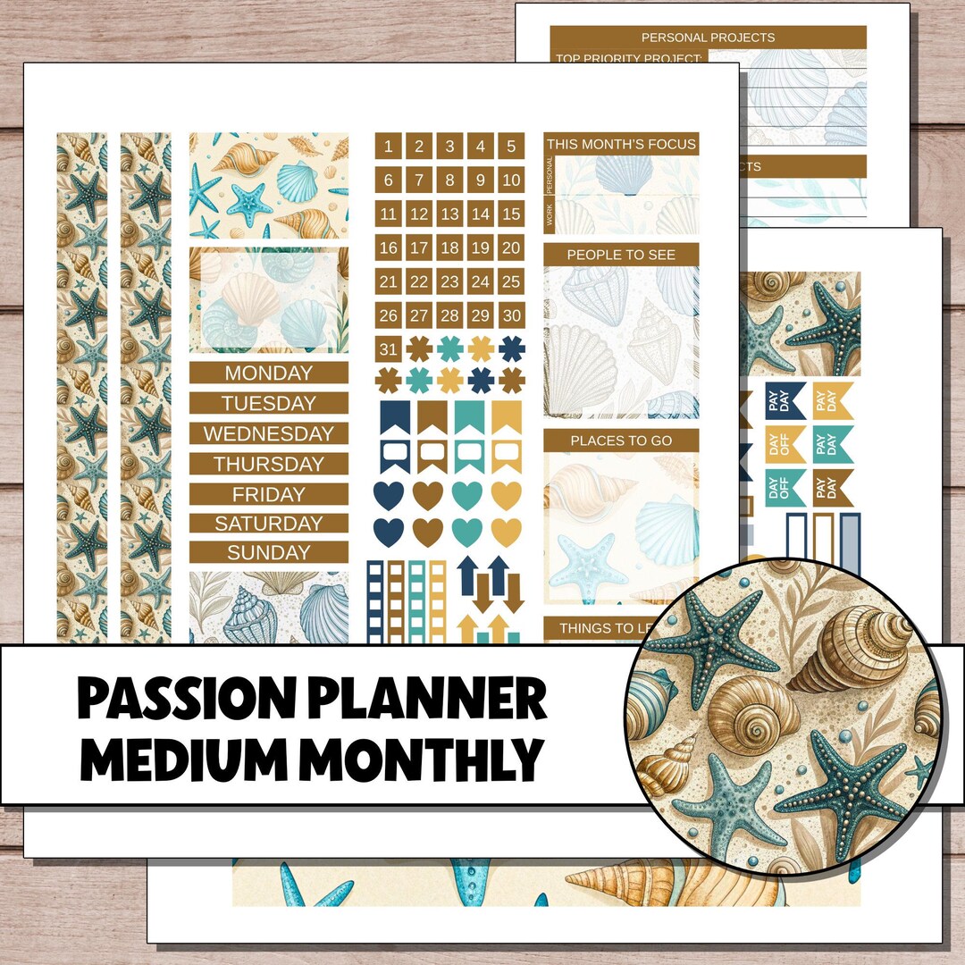 KIT 110 | Sea Shells - Passion Planner Medium Monthly | June - Any ...