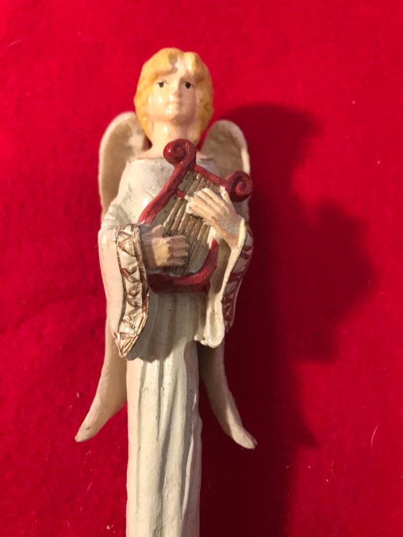 Angel Holding Harp / Standing Angel in White Dress Holding Harp - Etsy