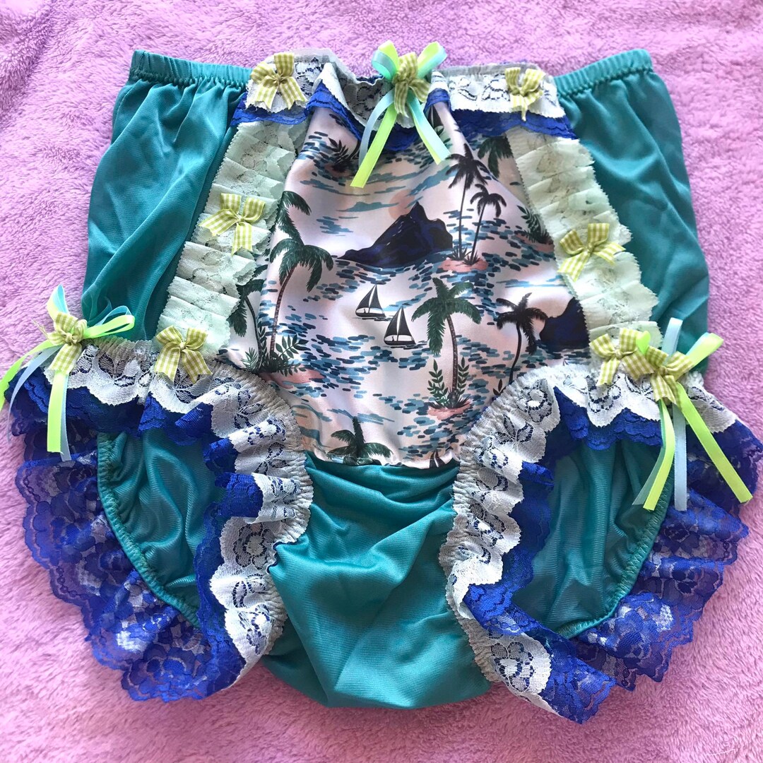 Sissy Green Beach Sea View Nylon Ladies' Full Coverage Panties Briefs ...