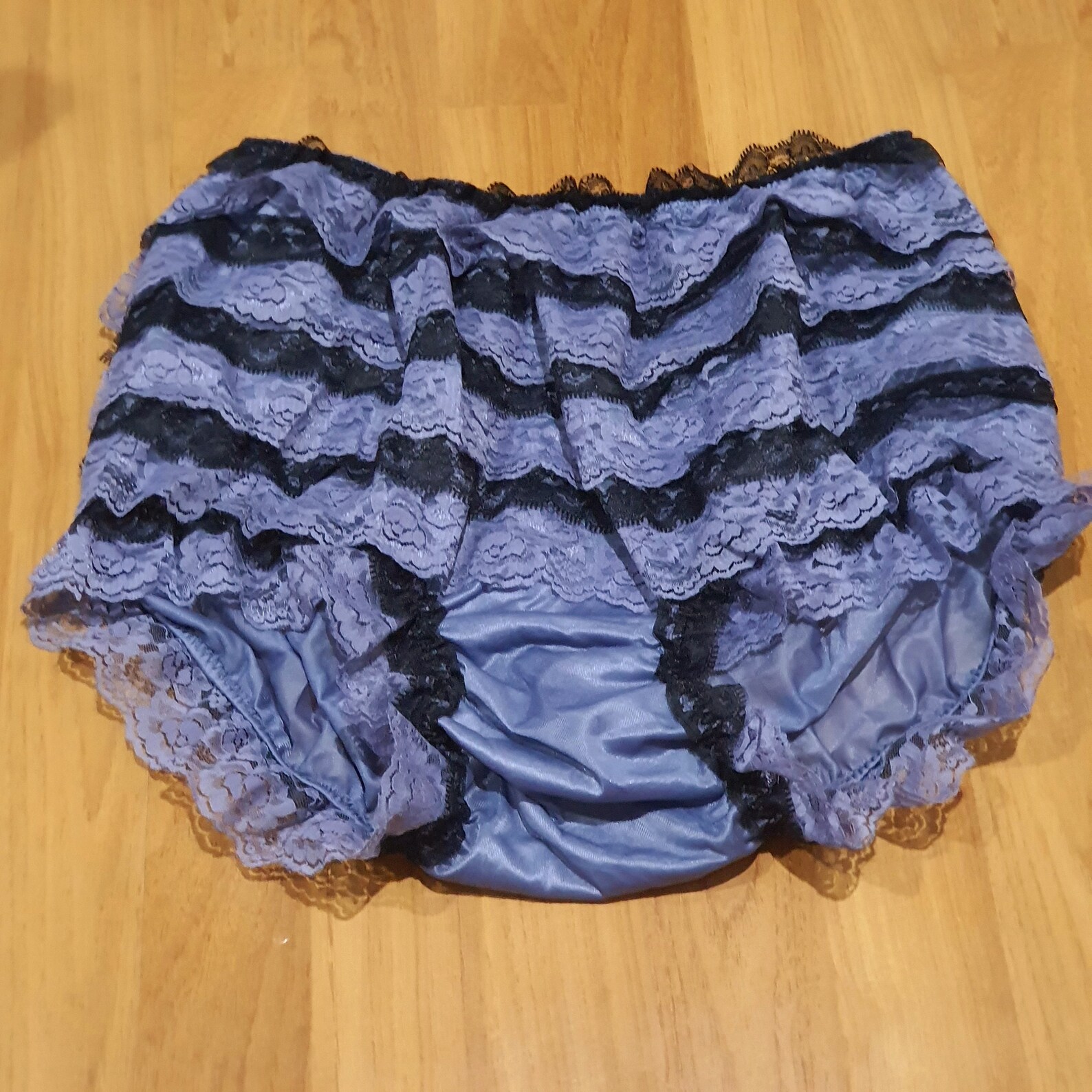 Sissy Ruffled Lace Panties High Waisted Frilly Briefs For Crossdressers Handmade Nylon