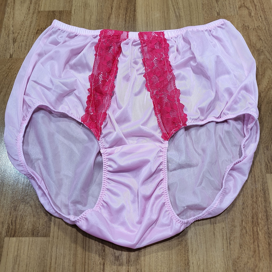 Panties for Sissy – 3XL Sheer Nylon Briefs With Lace & Ribbon Panel ...