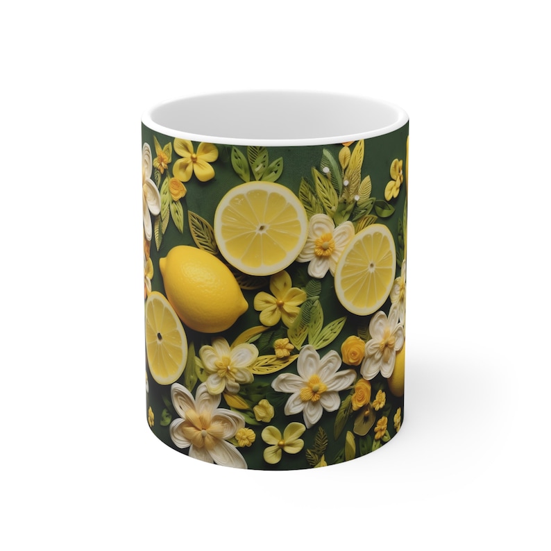 3D Lemons Floral Summer Mug Sublimation Design Digital Download PNG 3D ...