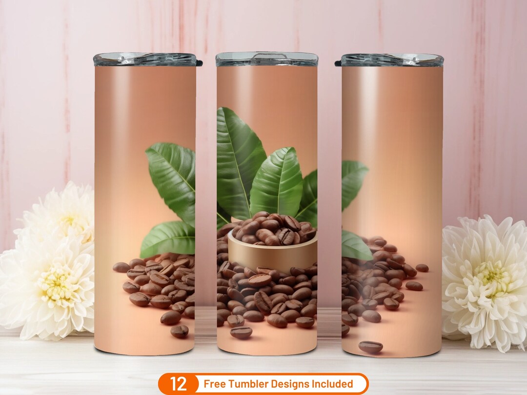 3D Coffee Bean 20 Oz Skinny Tumbler Sublimation Design Digital Download ...