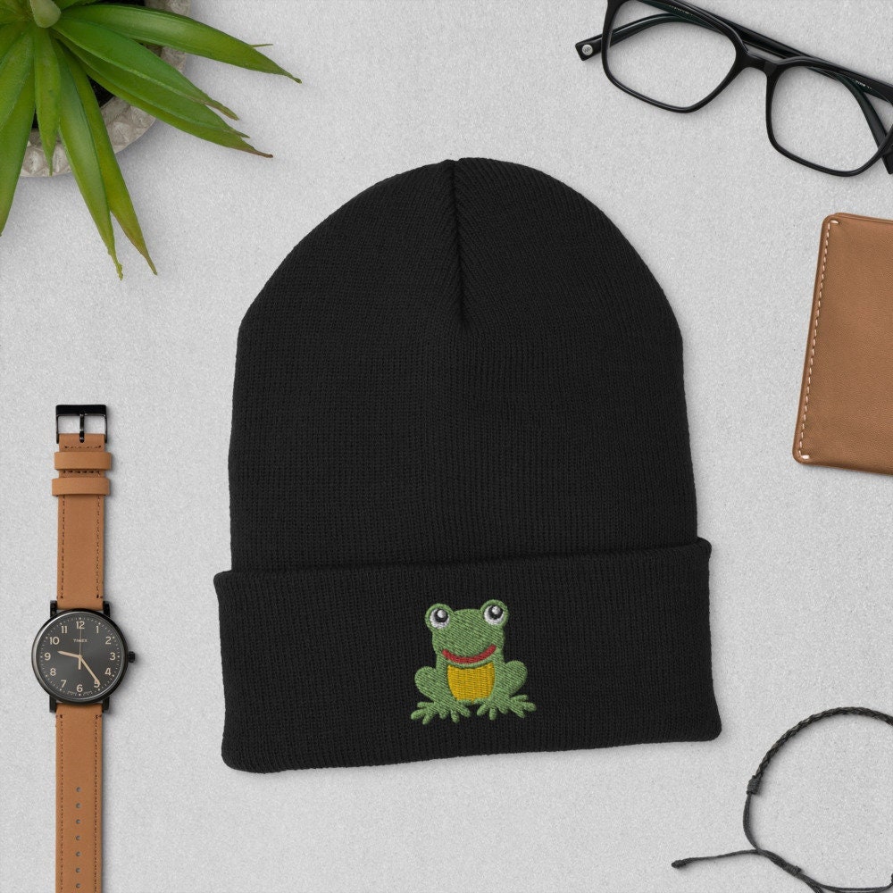 Frog Beanie Frog Cuffed Beanie Frog Gifts Froggy Hat Frog | Etsy